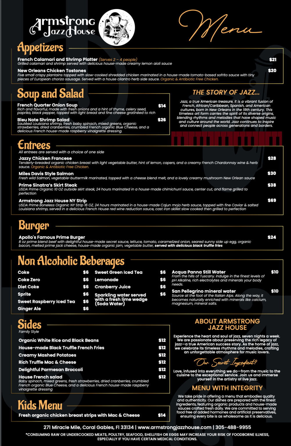 Menu - Armstrong Jazz House