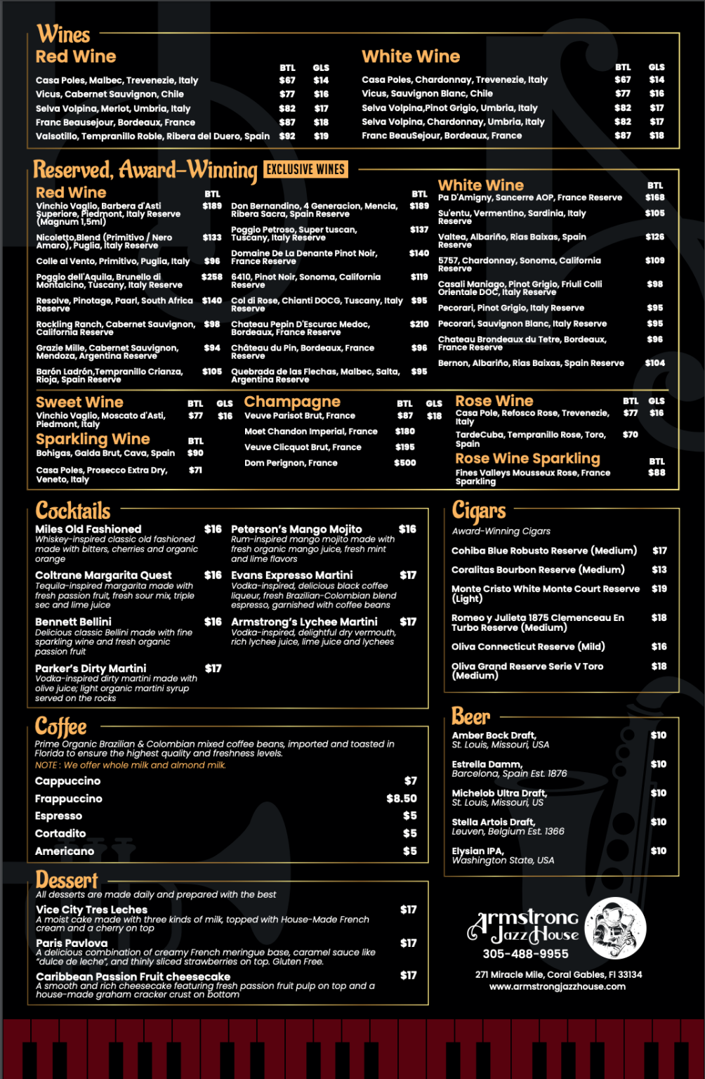 Menu - Armstrong Jazz House